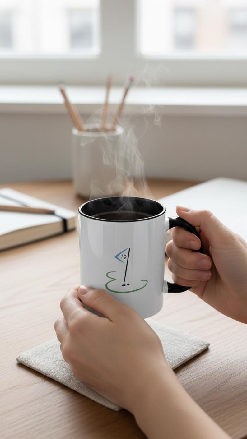Golf Hole Flag Illustration Mug | 19th Hole Coffee Cup - Etsy