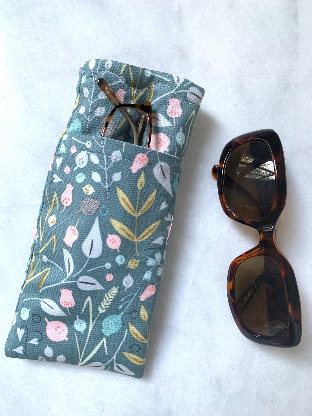 Double Pocket Eyeglass Case - Sunglasses Case - Eyeglasses Case - Olive ...
