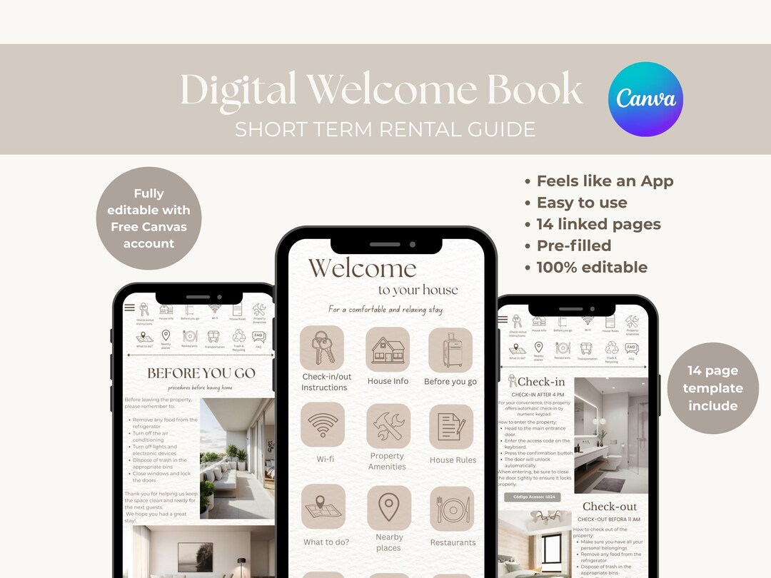 Digital Welcome Book Template | Airbnb | Booking | Verbo | Agoda ...
