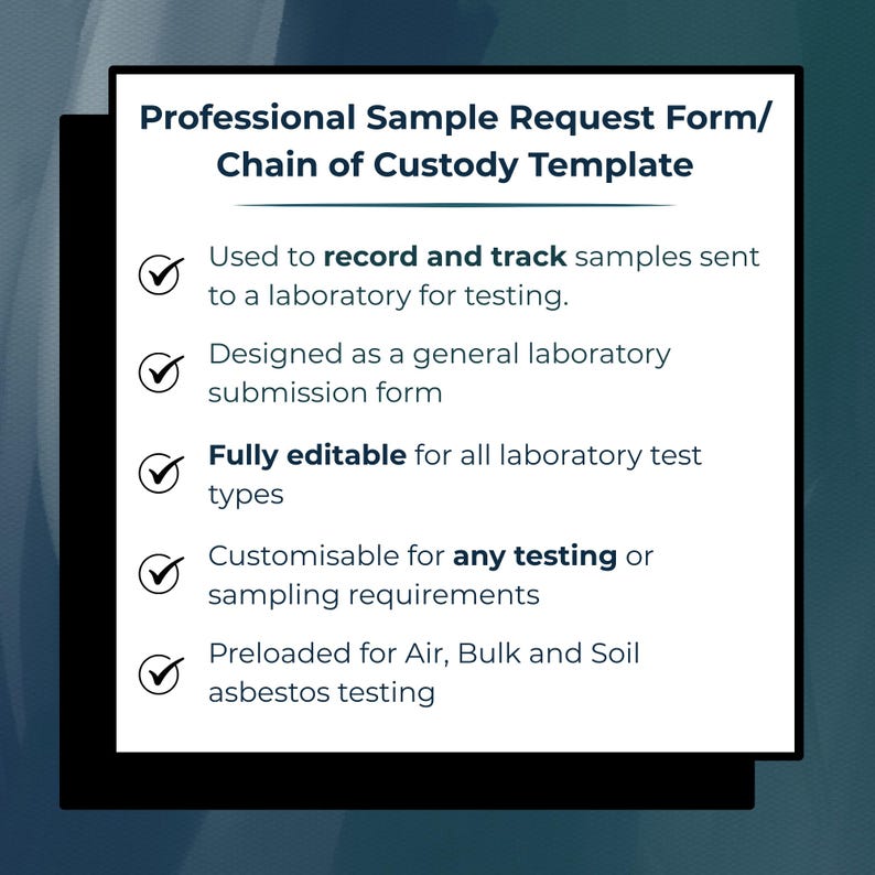 Editable Laboratory Asbestos Testing Analysis Request Form - Sample ...