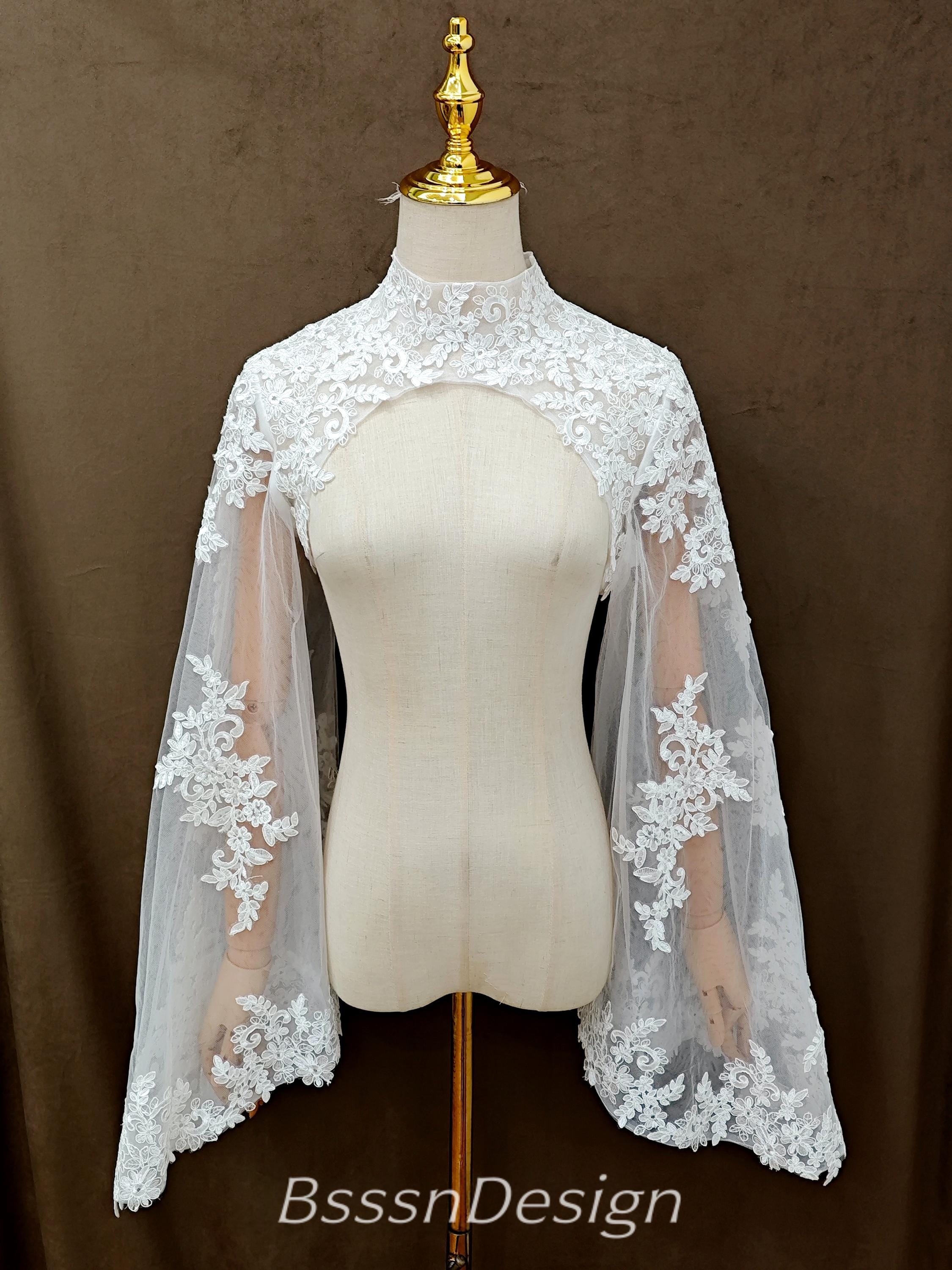 Fairy Spring Floral Lace Embroidery Wedding Bolero Shrug, Floral Lace ...