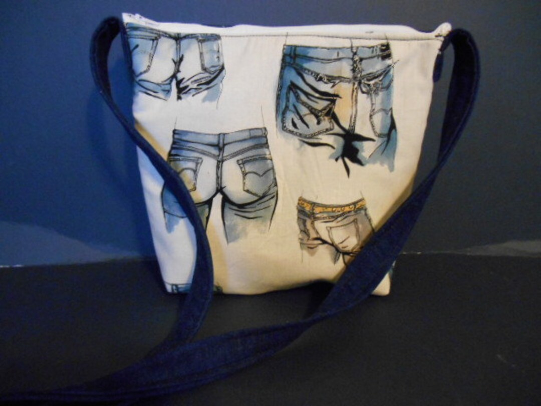 Handmade Blue Jean Butts, Print Purse, Over the Chest Strap - Etsy