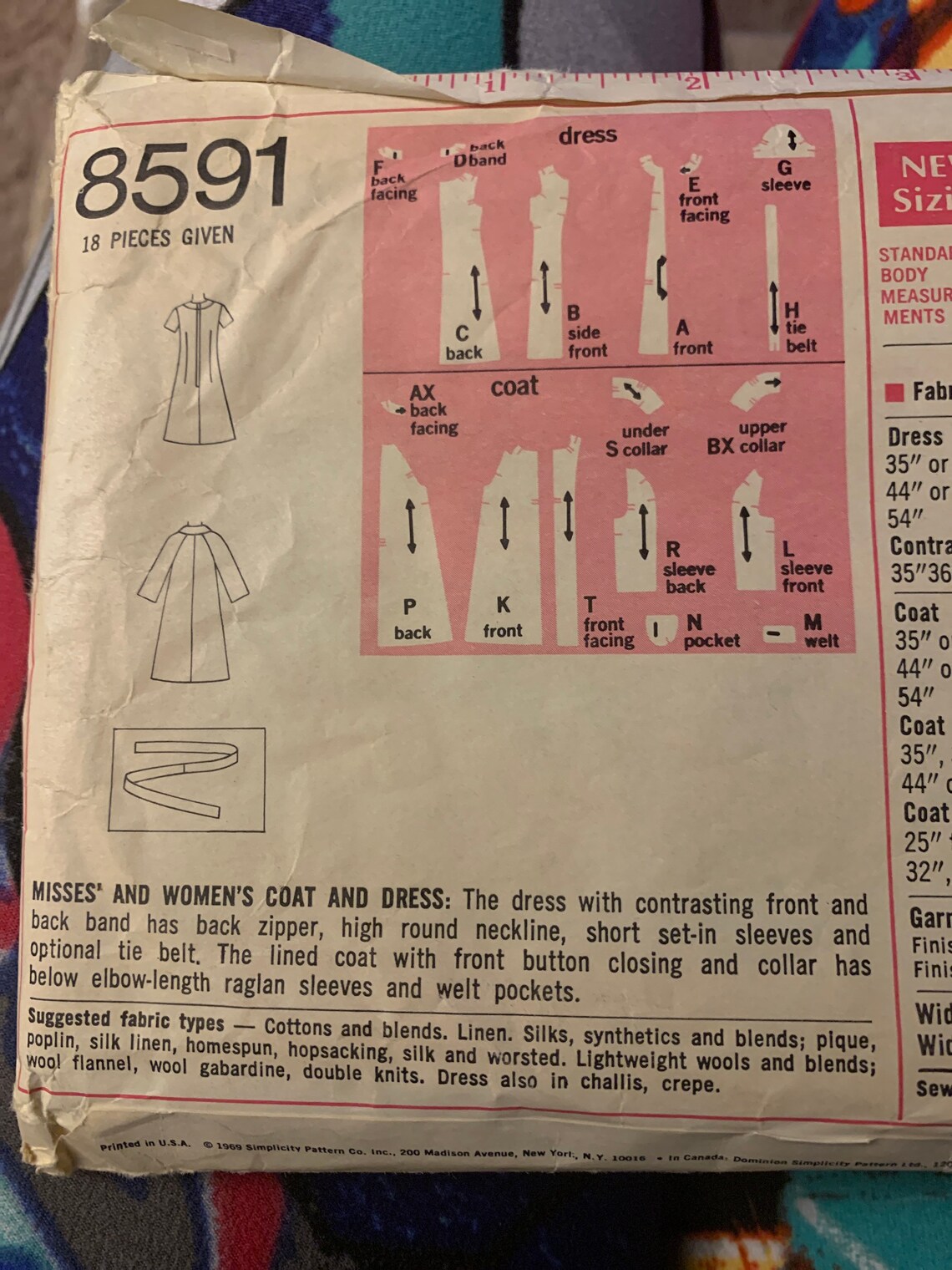 Simplicity 8591, Rare Vintage, 60’s, Dress and Dress Coat, Size 14 - Etsy