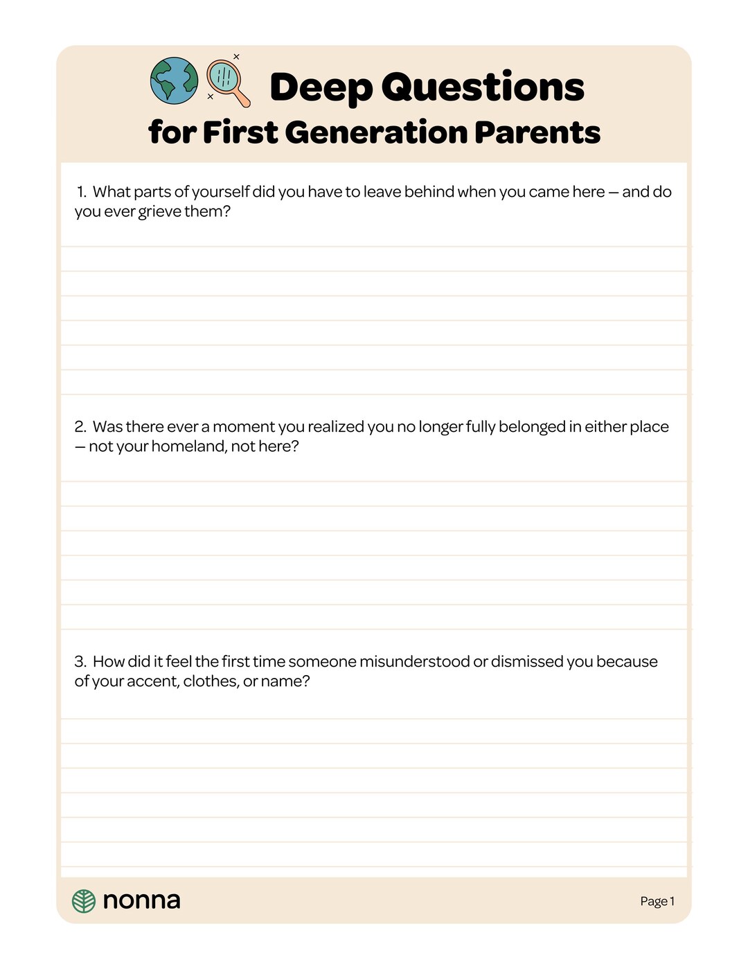 15 Deep Questions to Ask First Generation Parents - Etsy