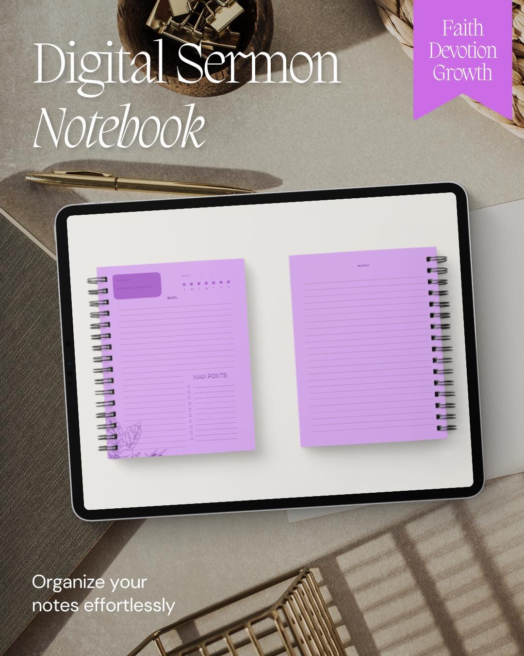 Sermon Notes for Church | Digital Christian Notebook for Bible Study ...