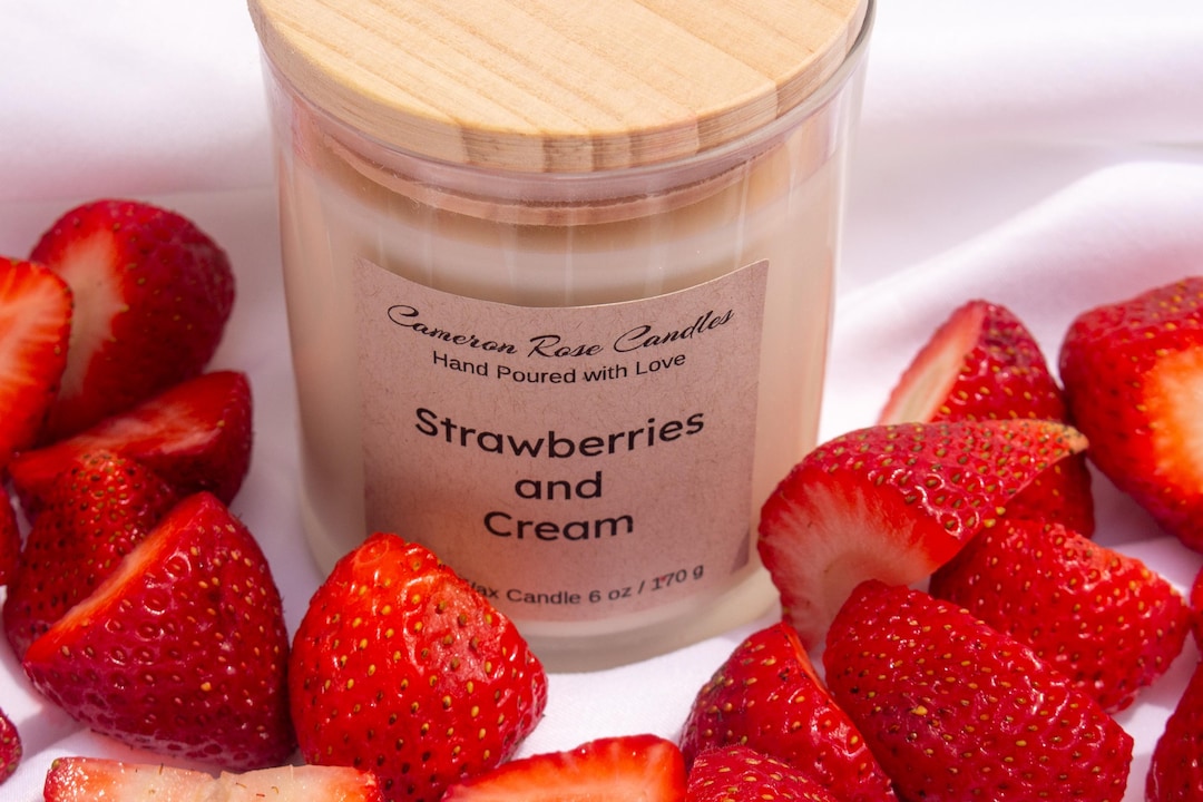Strawberries and Cream- Hand Poured Soy Wax Candles - Etsy