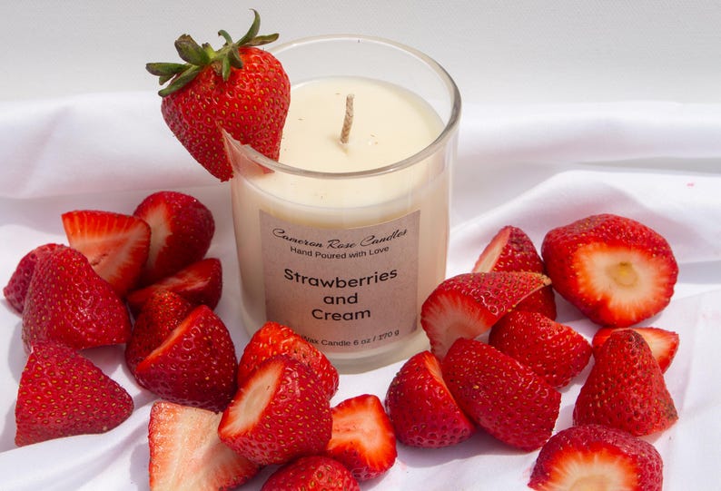 Strawberries and Cream- Hand Poured Soy Wax Candles - Etsy