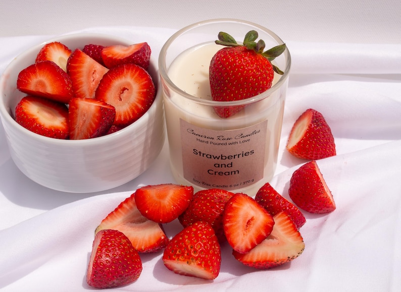 Strawberries and Cream- Hand Poured Soy Wax Candles - Etsy