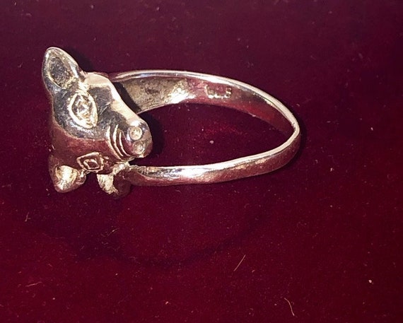 Rare vintage sterling silver pig piggy ring Uk-L USA-… - Gem