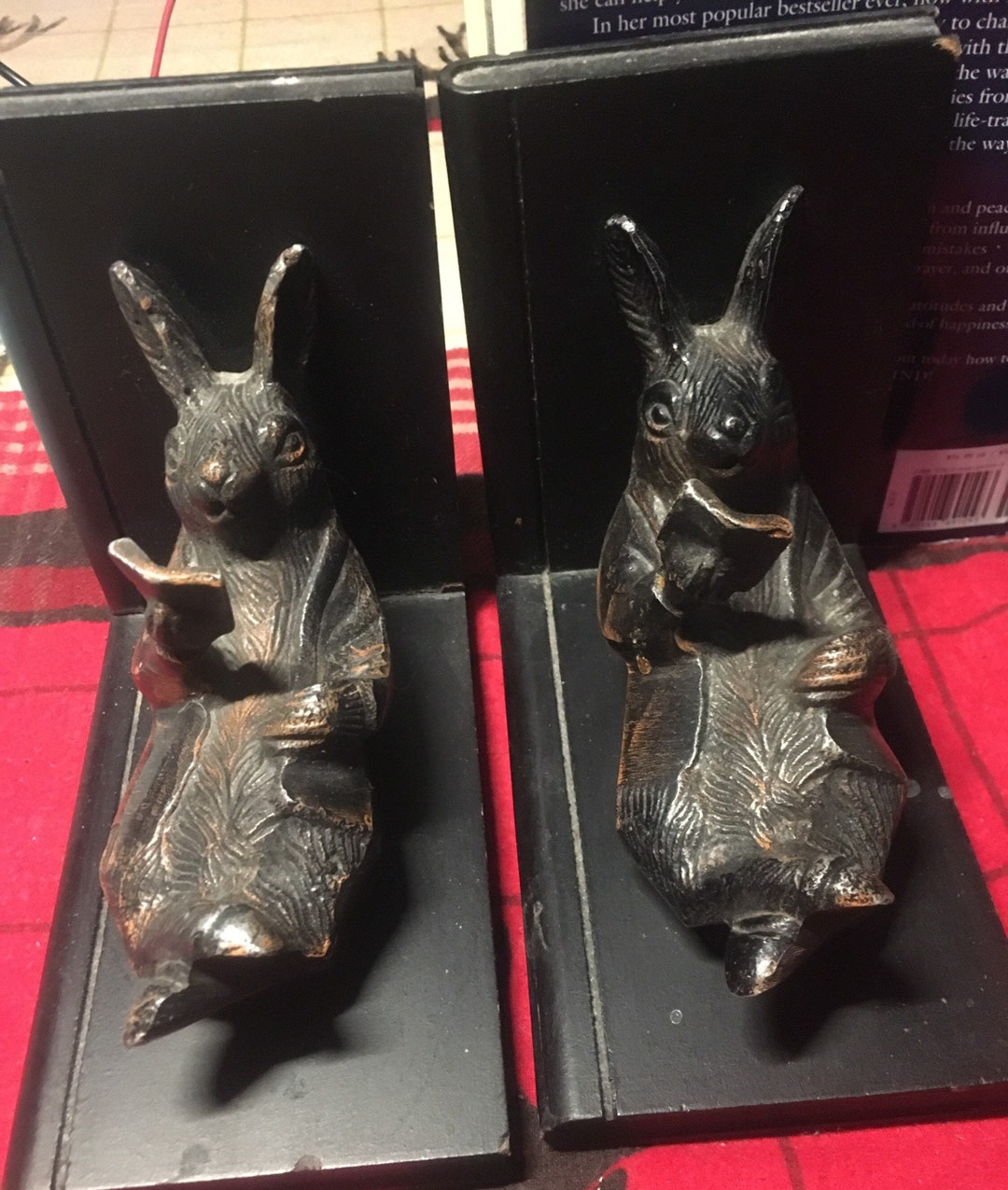 Rare Vintage/antique Bronze Reading Rabbit Bookends - Etsy