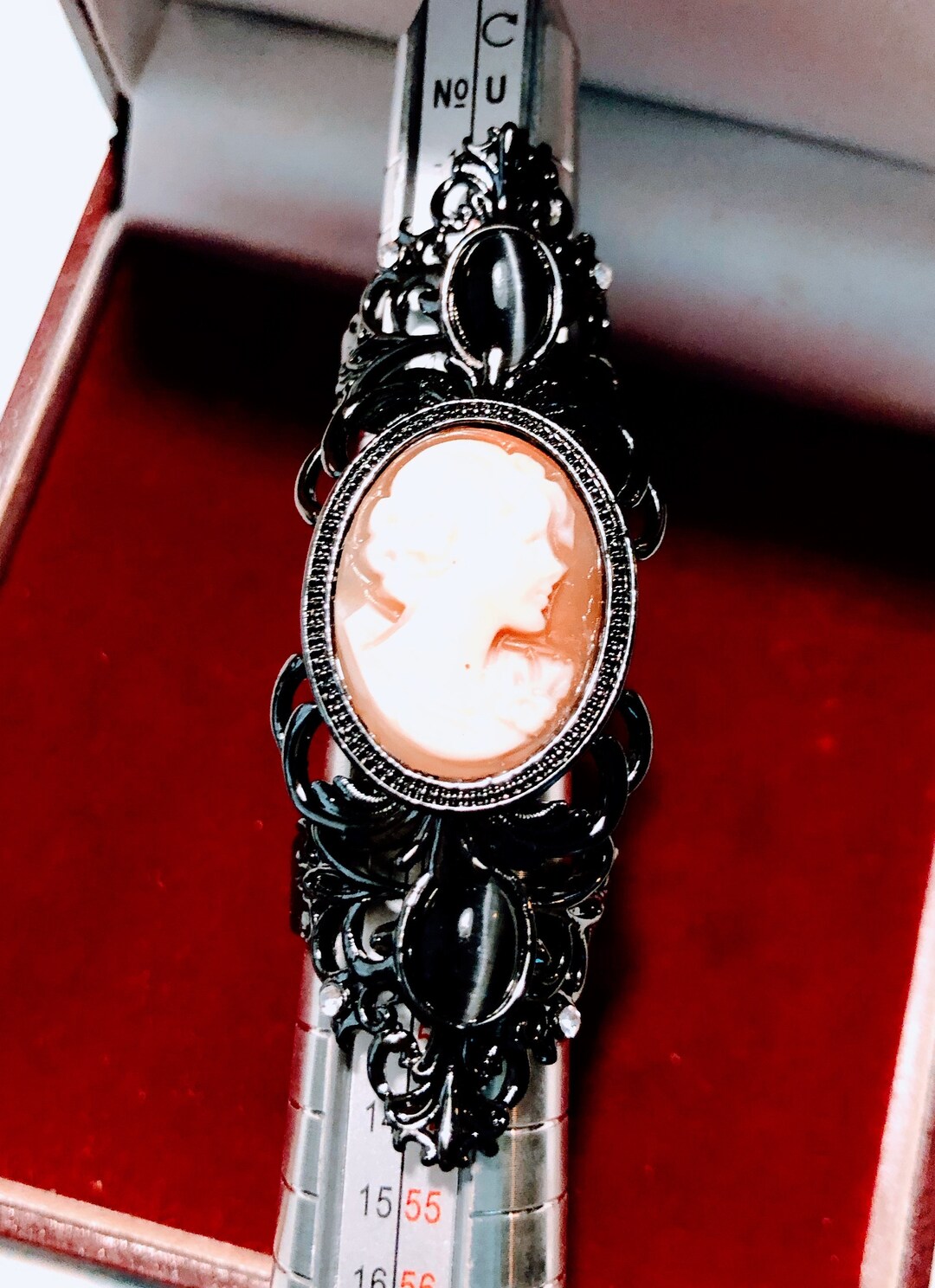 Rare Unusual Vintage Signed Amedeo Cameo Jointed Double Shaft Banded ...