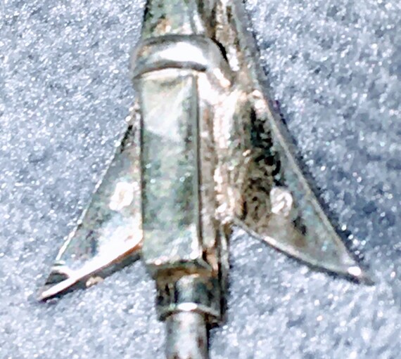 Antique Art Deco French arrow jabot pin sterling sil… - Gem