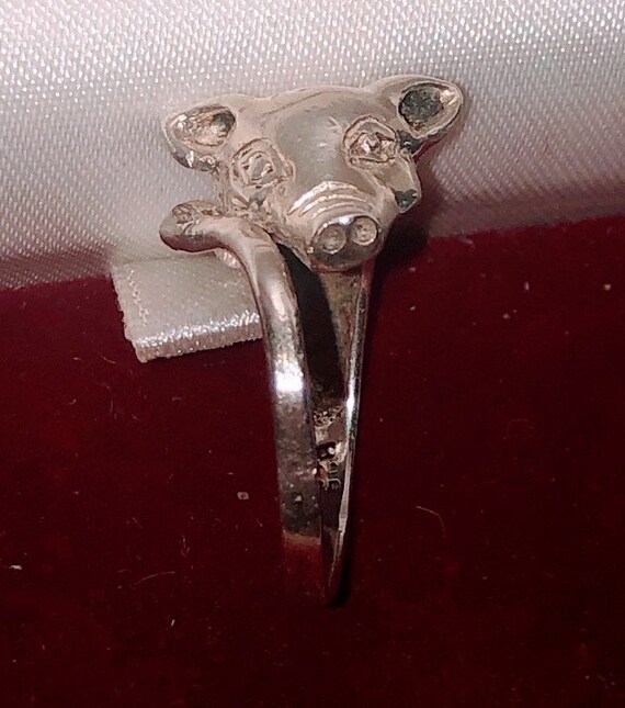 Rare vintage sterling silver pig piggy ring Uk-L USA-… - Gem