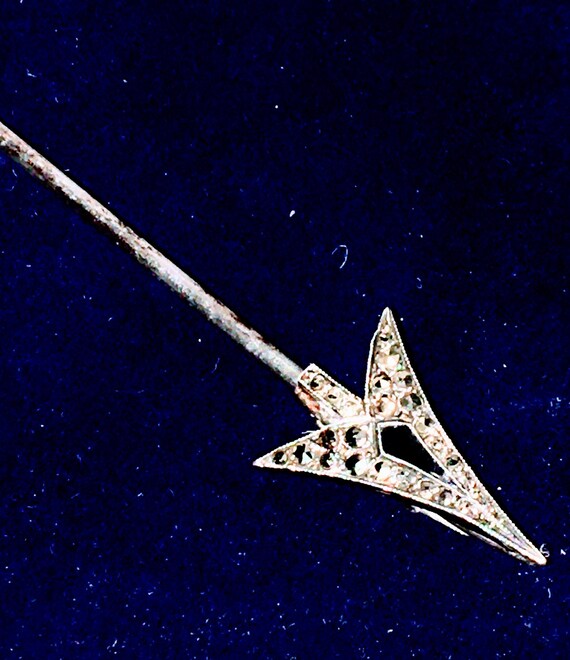Antique Art Deco French arrow jabot pin sterling sil… - Gem