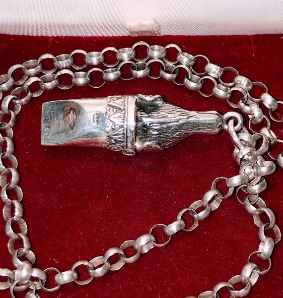 vintage/antique sterling silver dog whistle on chunky… - Gem
