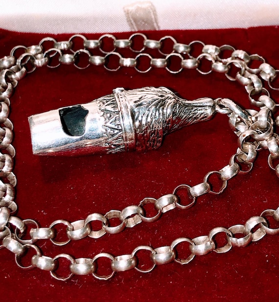 vintage/antique sterling silver dog whistle on chunky… - Gem