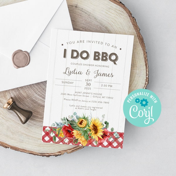 Self Editable I Do Bbq Bridal Shower Invitation, Couples Shower ...