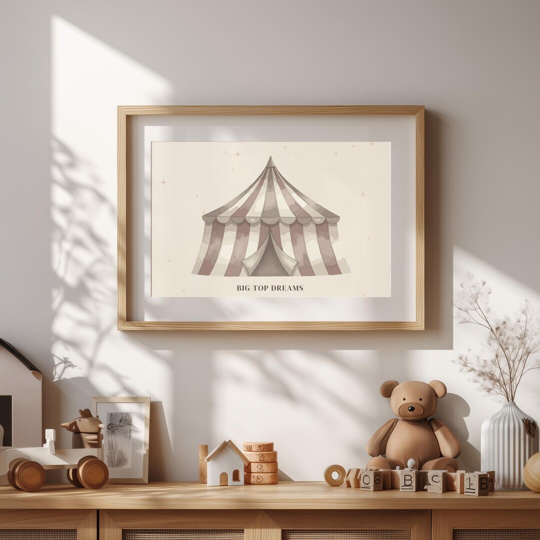 Circus Tent Nursery Wall Art Printable, Neutral Boho Nursery Decor ...