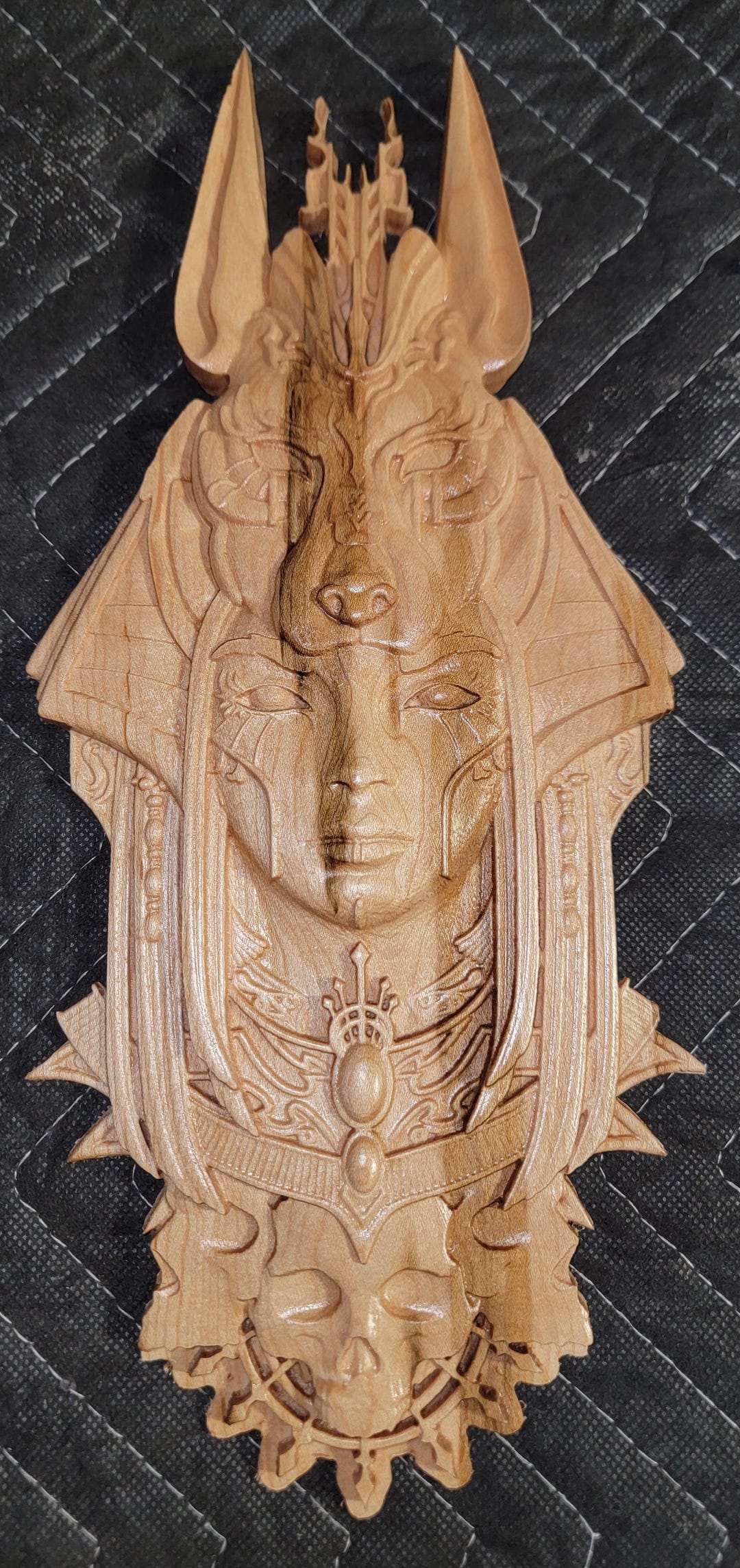 Carved Anubis Girl Wall Art in Maple - Detailed Egyptian God Carving ...