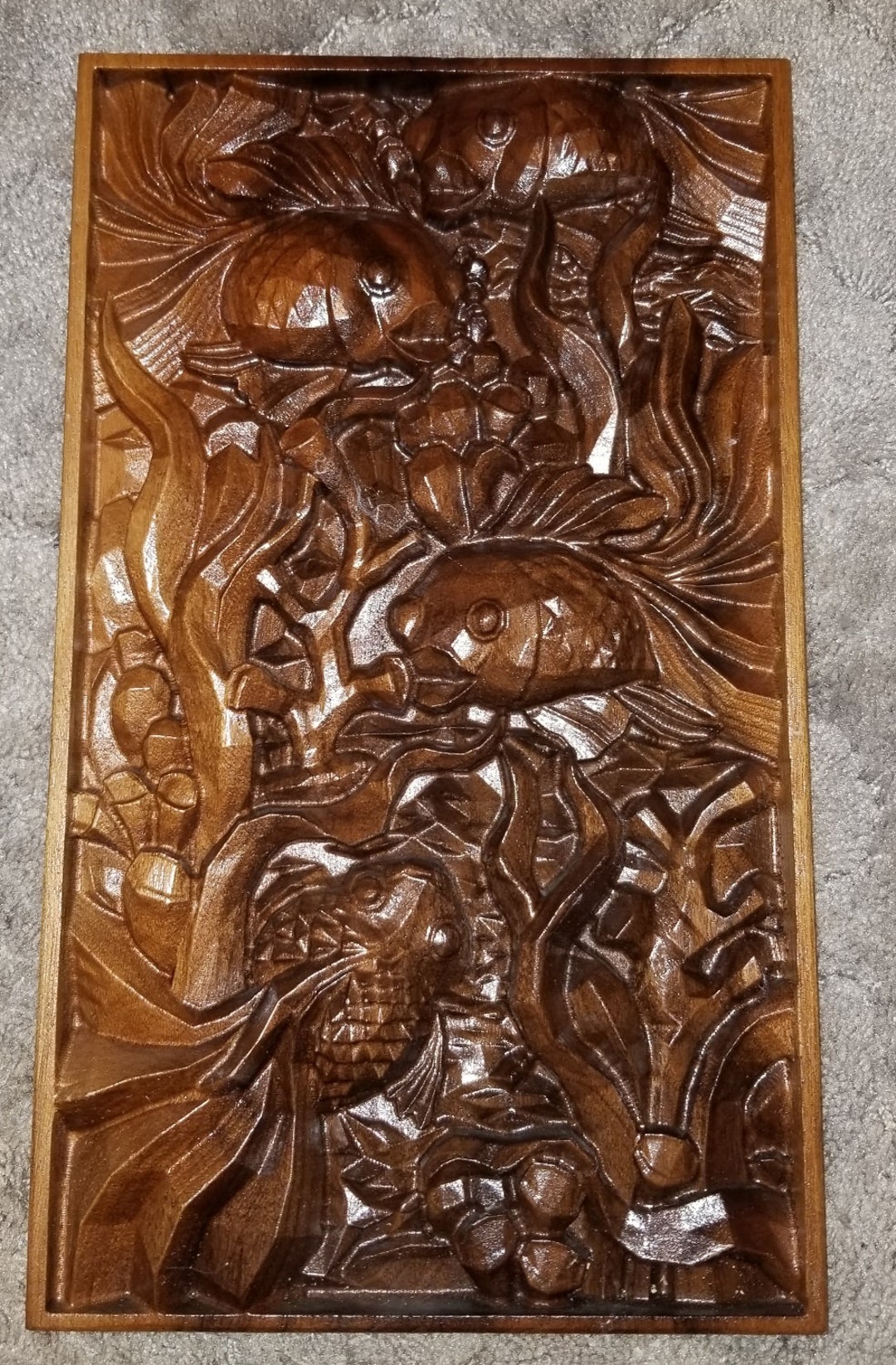 Goldfish CNC Carved Black Walnut Wall Art - Etsy