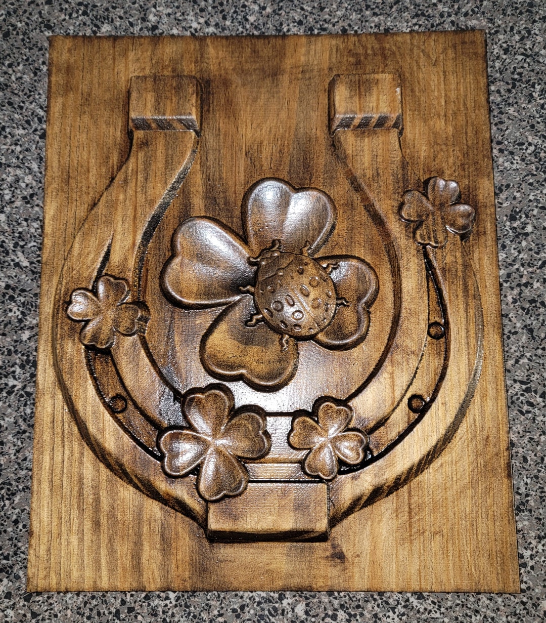 Lucky Horseshoe, 4 Leaf Clover, and Ladybug Carving - Etsy