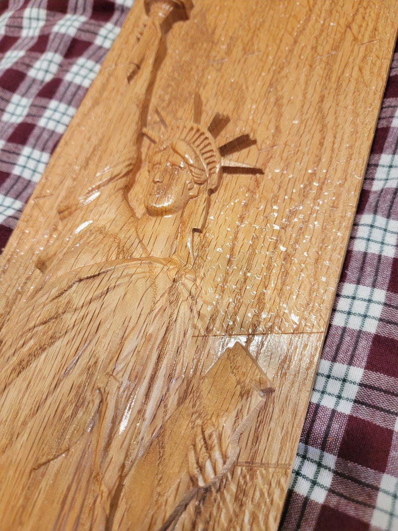 Carved Statue of Liberty Red Oak Wall Art - Etsy