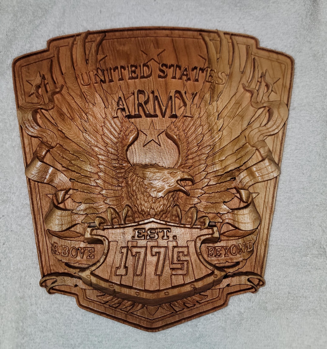 Carved US Army Cherry Plaque: Eagle 1775 - Etsy
