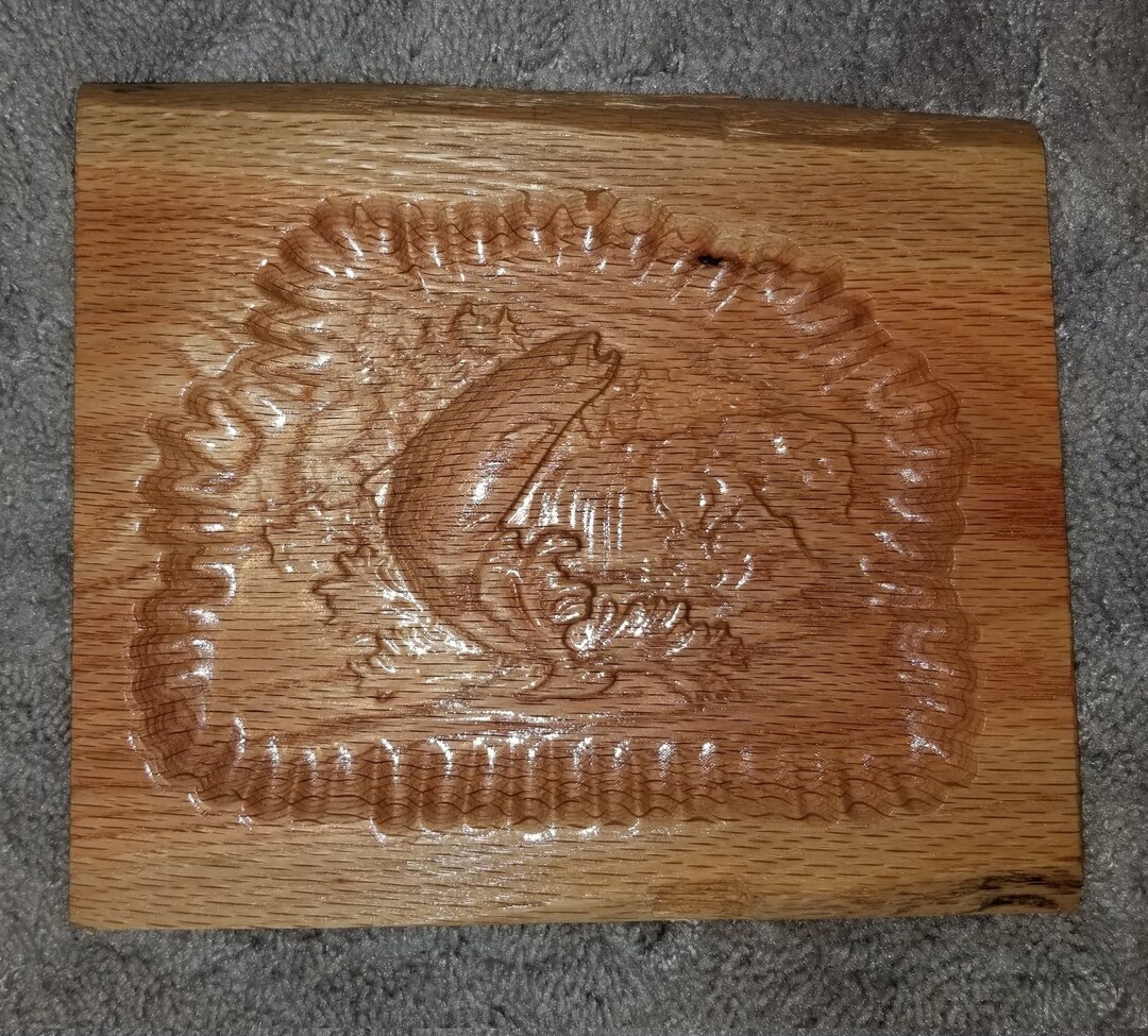 Red Oak Trout Carving: Jumping Fish Stream Scene - Etsy
