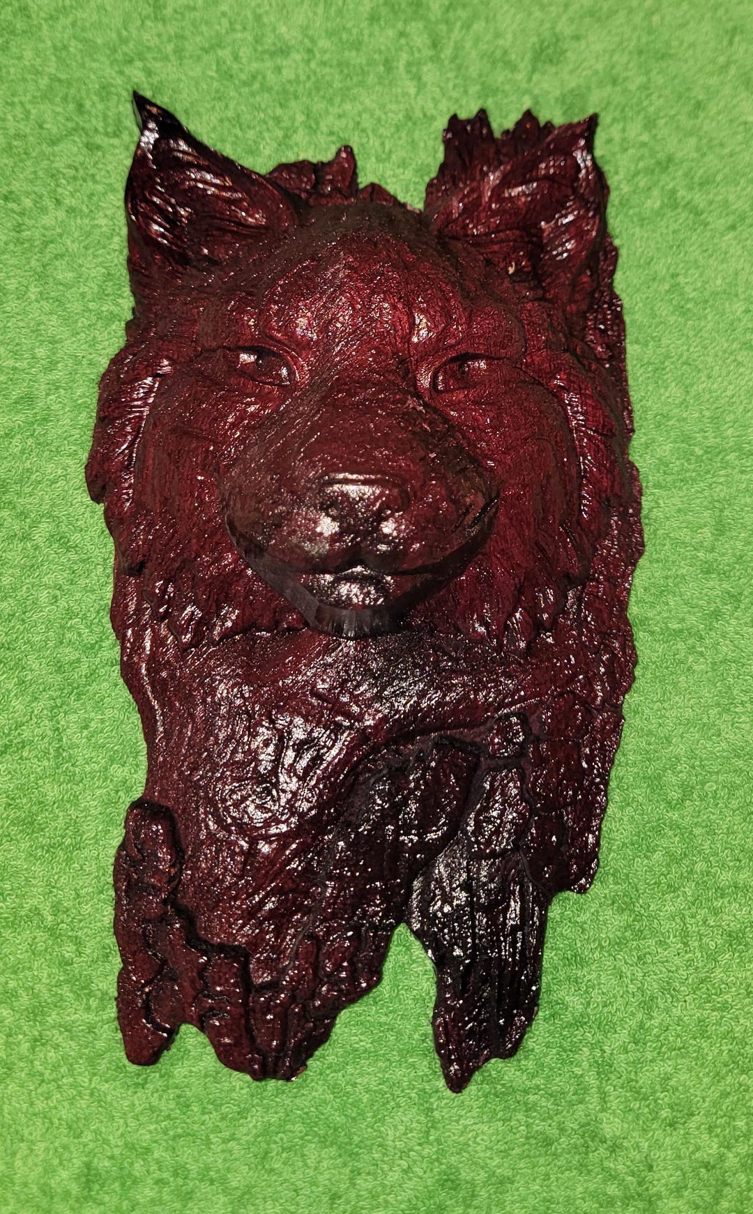 Carved Lynx/bobcat in Exotic Purpleheart Wood - Detailed Face, Tree ...