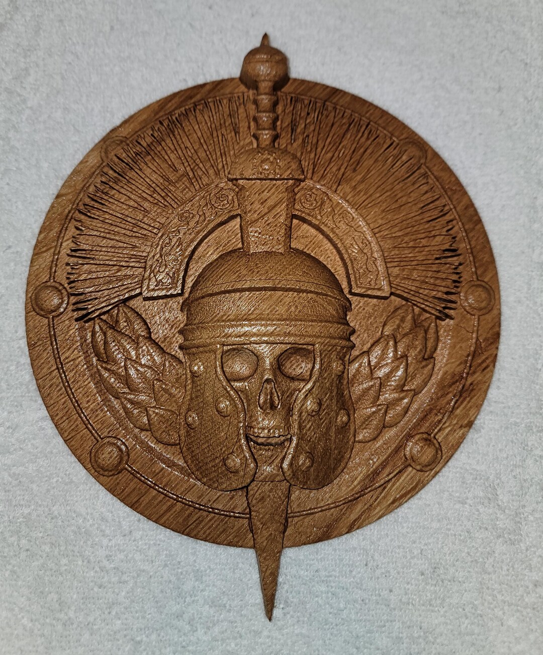 Carved Trojan Skull Shield Wall Art With Bronze Sword Detail - Etsy