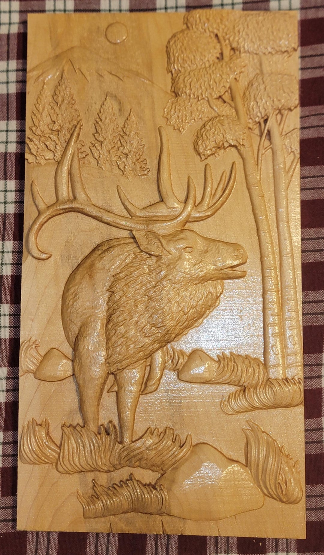 Carved Maple Elk Scene: 3D Wildlife Wall Art - Etsy