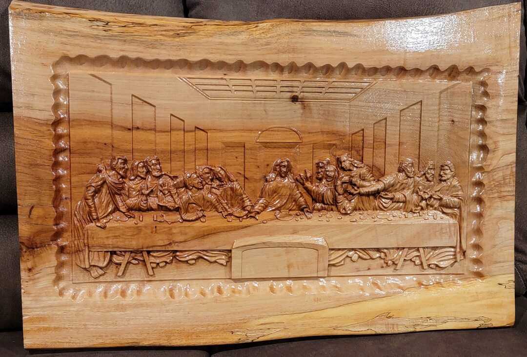 Last Supper Carving: Live Edge Maple Wood Art (31.25x21x1.75) - Etsy