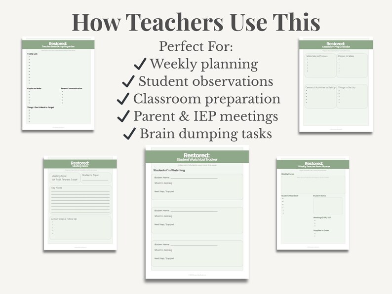 Teacher Reset Planner Printable | Teacher Organization Pages | Weekly ...