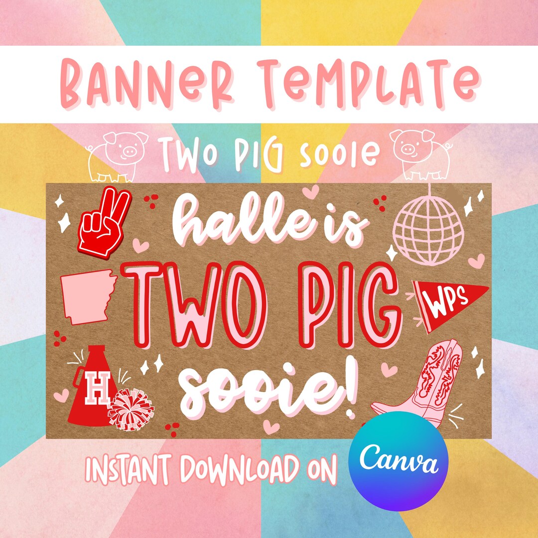 Two Pig Sooie Birthday Banner Template - Etsy
