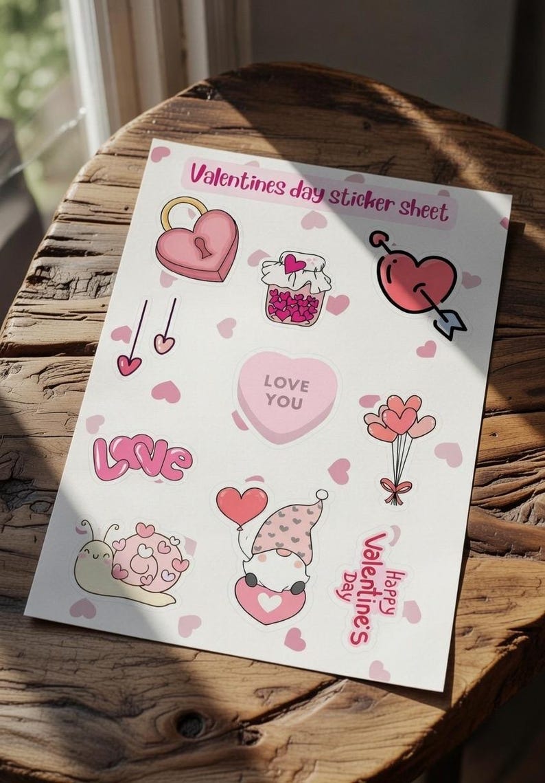 Valentine's Day Sticker Sheet | Love Icons for Digital Planner - Etsy