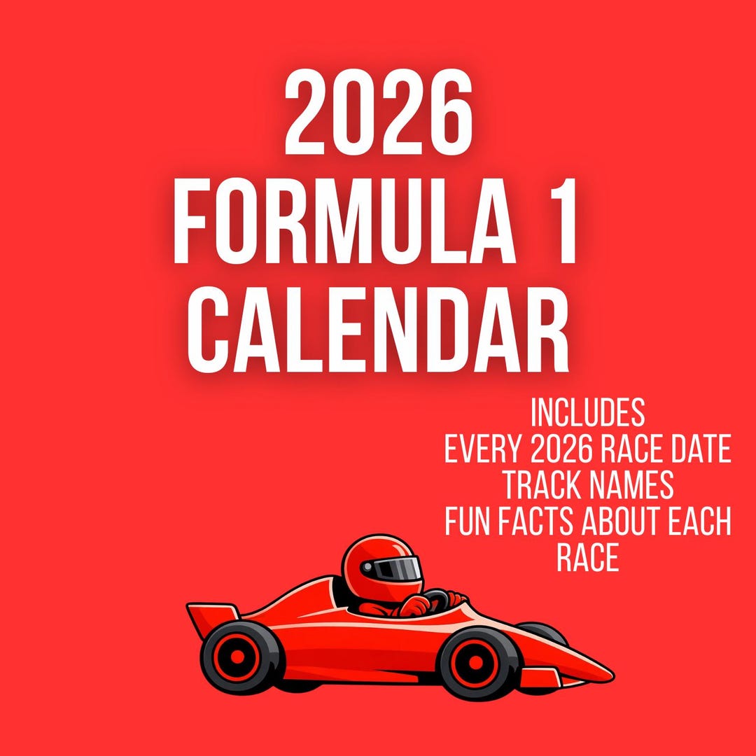 Buy 2026 Formula 1 Race Calendar Printable F1 Schedule F1 Calender