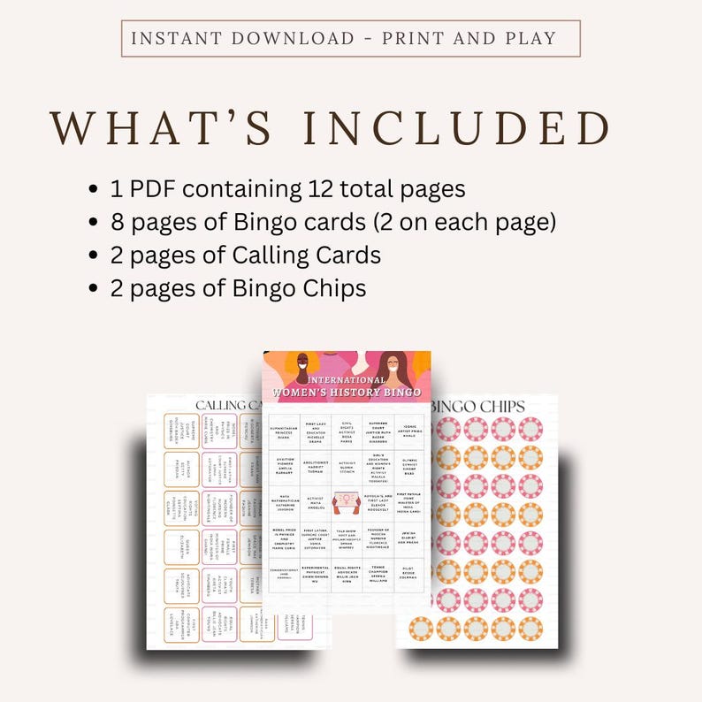Printable Women's History Month Bingo | March Celebration Party Game ...
