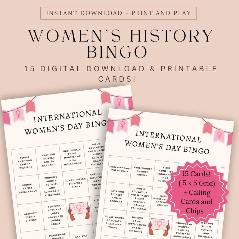 Women's History Month Bingo Game | 15 Digital Download & Printable ...