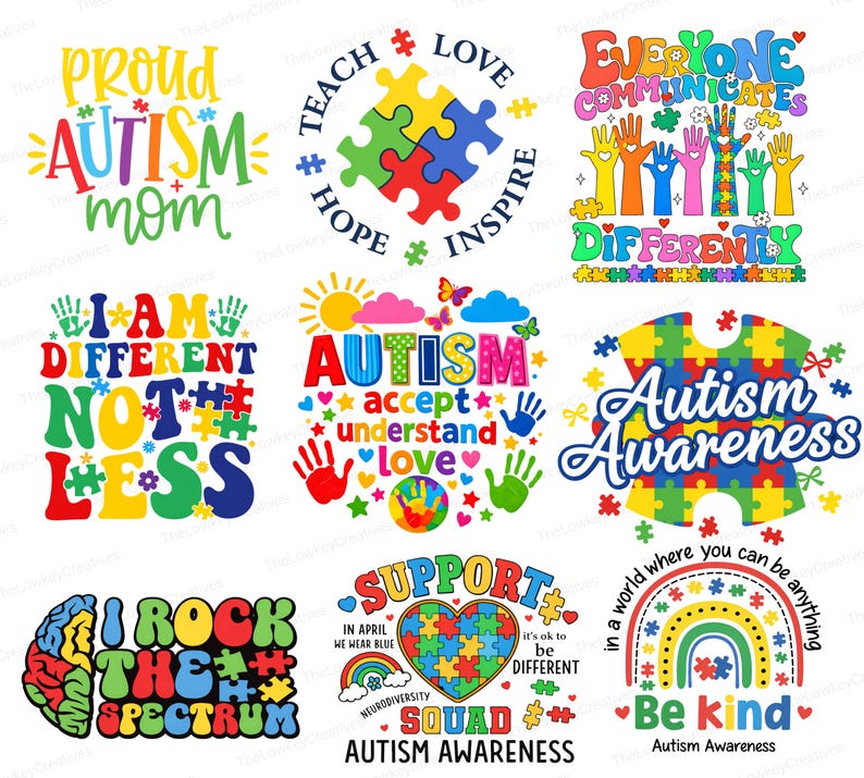 Autism Awareness PNG Bundle, Puzzle Piece Designs, Autism Mom Shirt ...