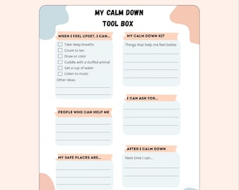 SEL Calm Down Toolbox Worksheet, Kids Emotional Regulation Printable ...