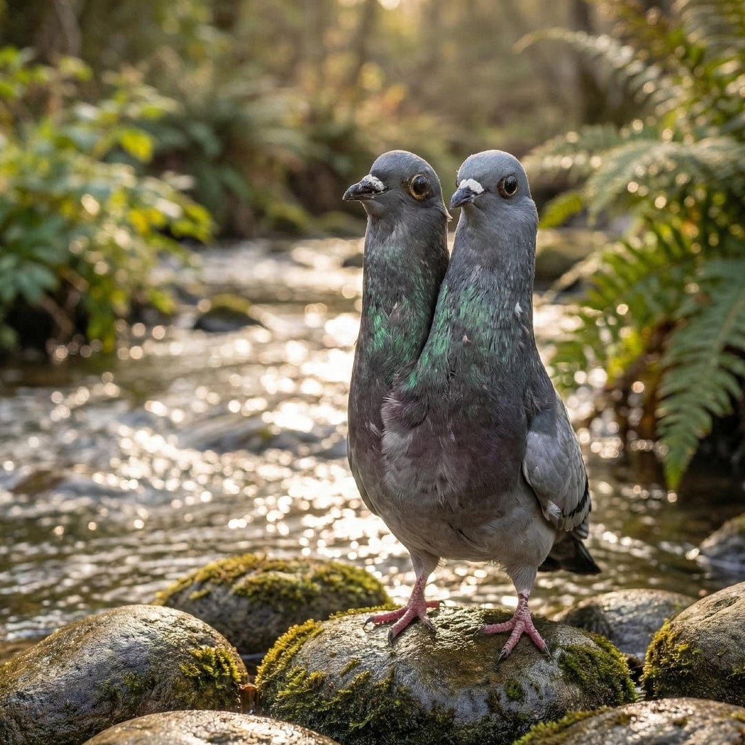 Real Double Headed Grey Pigeon | Bicephalic Taxidermy Bird | Still Life ...
