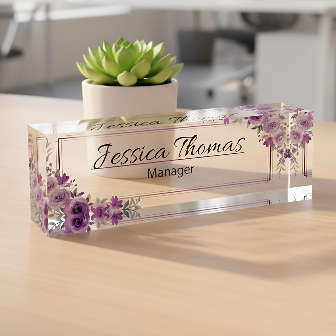 Desk Plaque - Personalized Acrylic Name Plate for Desk- Custom Name ...