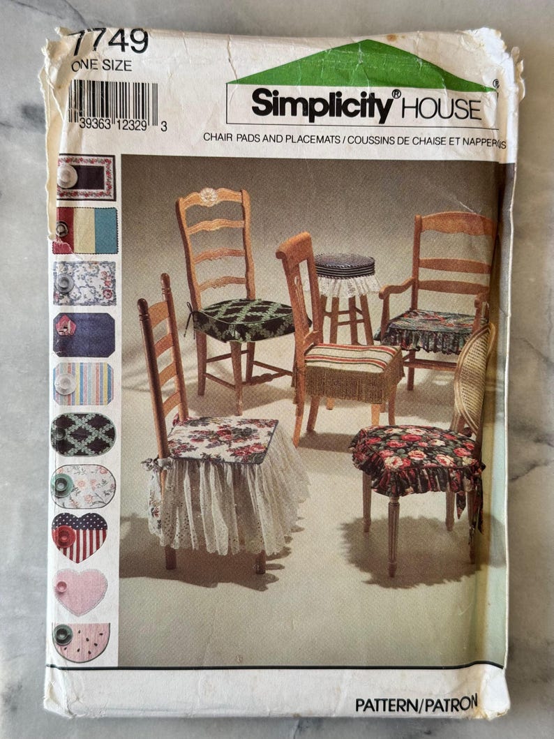 1992 Simplicity 7749 Sewing Pattern - Chair Pads & Placemats in Various ...