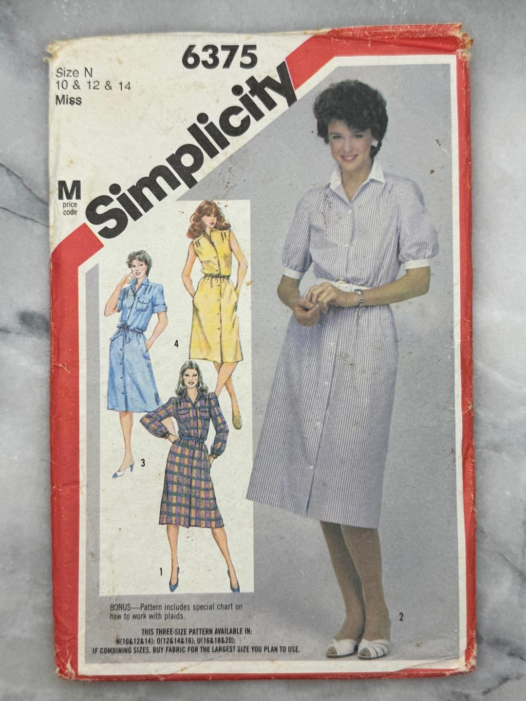 1984 Simplicity 6375 Sewing Pattern - Misses’ Dresses (sizes 10-14 ...