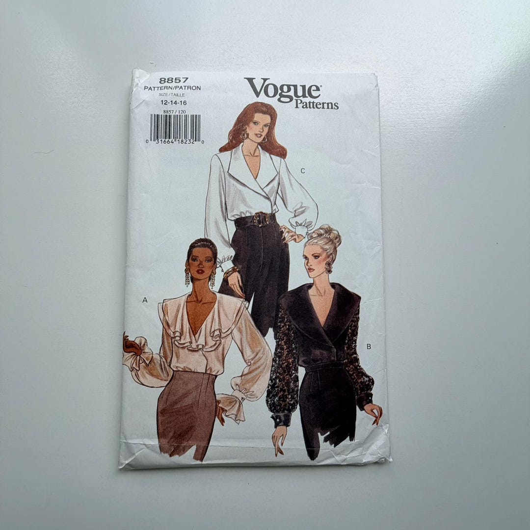1989 Vogue 8857 Sewing Pattern – Misses Blouse (sizes 12-14-16) – Uncut ...