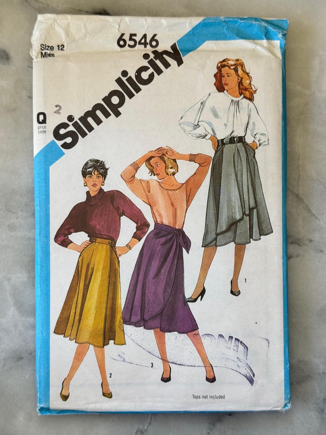 1984 Simplicity 6546 Sewing Pattern - Misses' Wrap Skirts (size 12 ...
