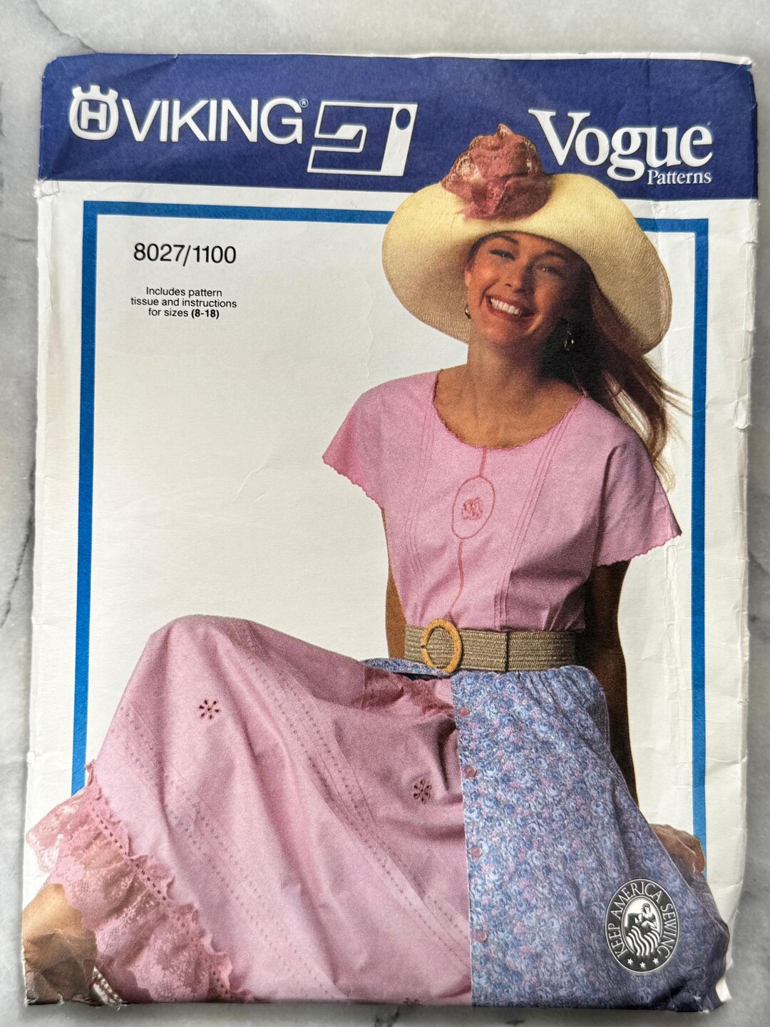 1991 Vogue 8027/1100 Sewing Pattern - Misses’ Top and Skirt (sizes 8–18 ...
