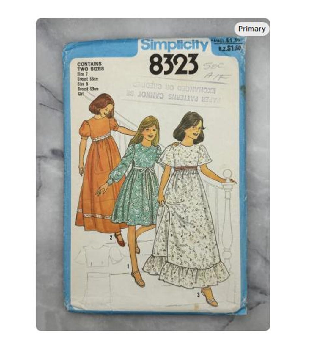 1979 Simplicity 8323 Sewing Pattern - Girls' Dresses in Two Lengths ...
