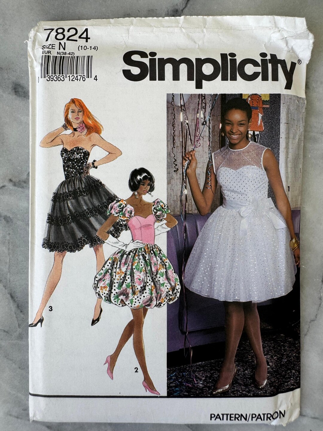 1992 Simplicity 7824 Sewing Pattern – Prom or Party Dress With Full ...