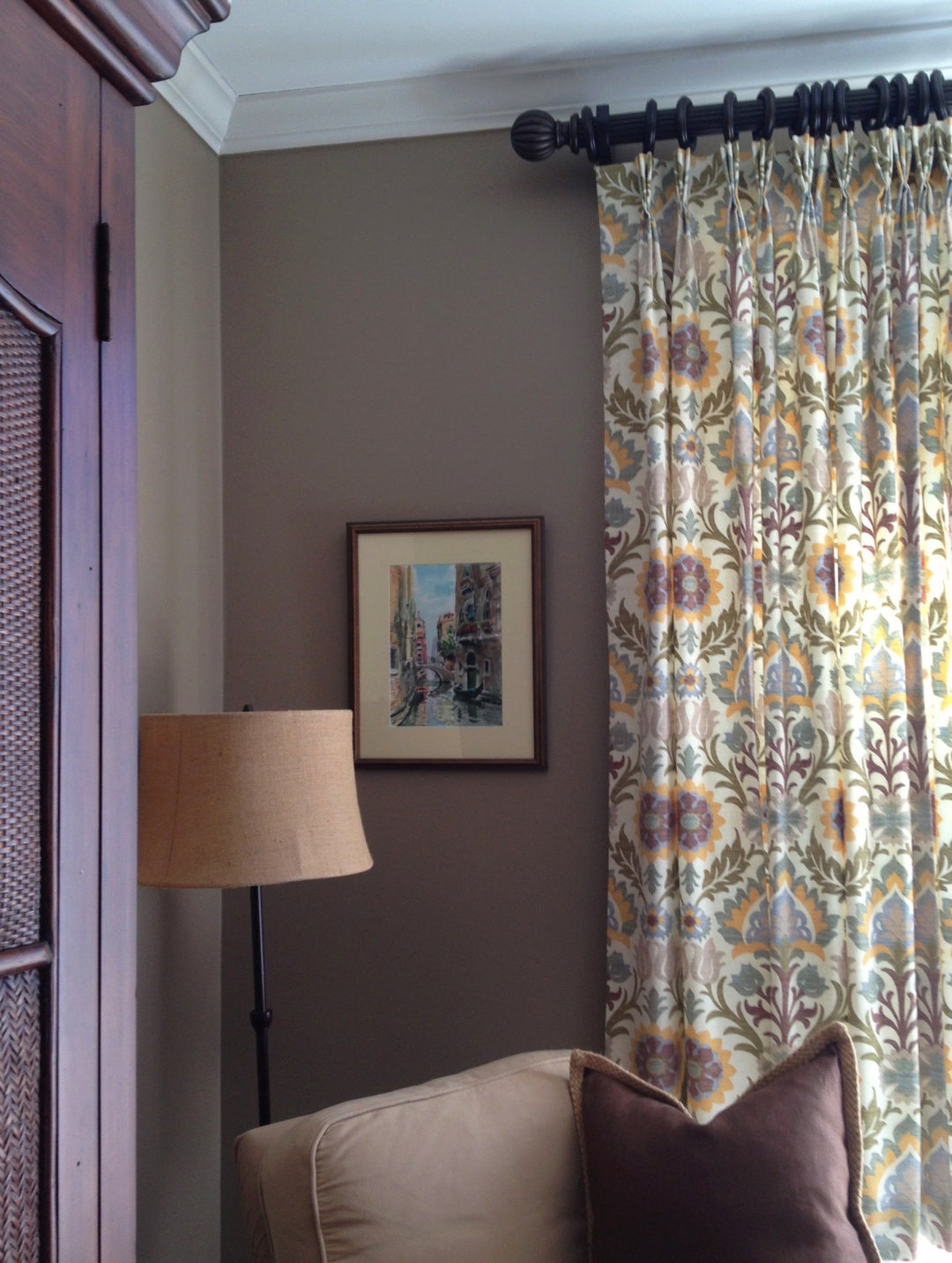 Custom Drapes | Pinch Pleat Panels | Beautiful Damask Fabric | Designer ...